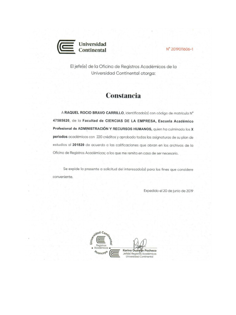 Constacia de Egreso | PDF