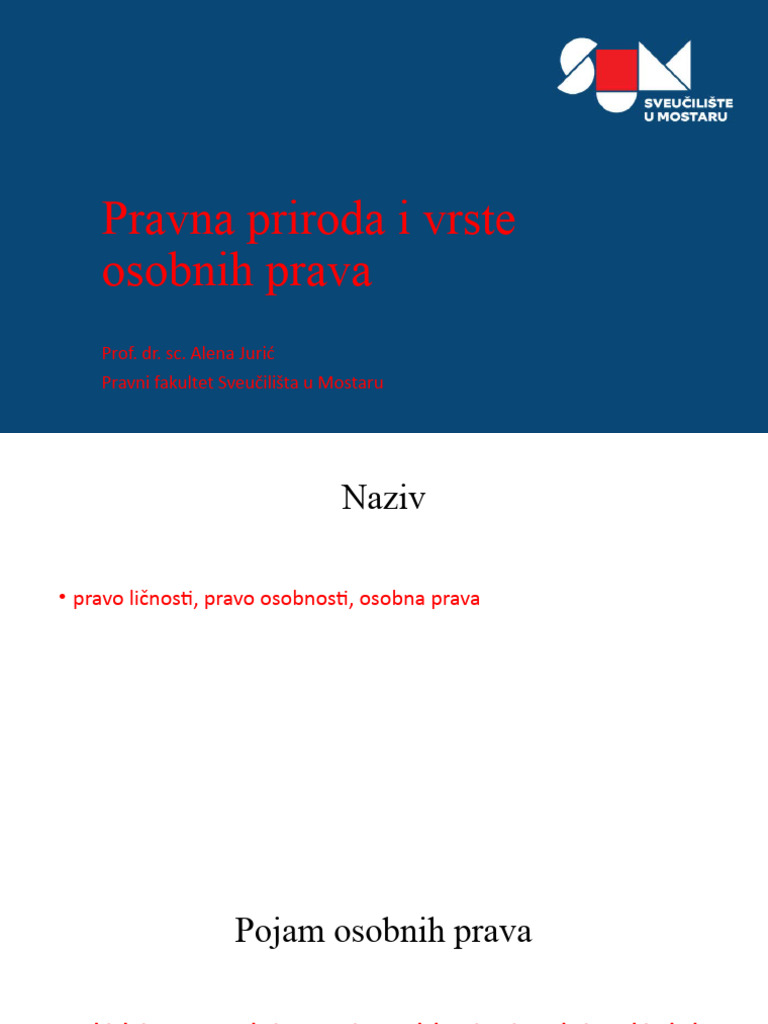 Pravna Priroda I Vrste Osobnih Prava | PDF