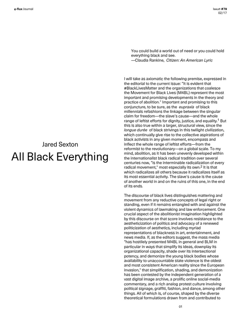 Jared Sexton, "All Black Everything" | PDF | Color | Concept