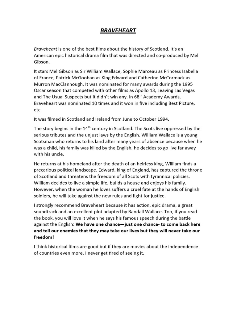 Braveheart: Epic Scottish History Film | PDF