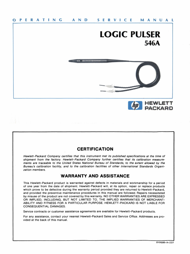 HP 546a Logic Pulser Operating and Service Manual | PDF | Logic Gate ...