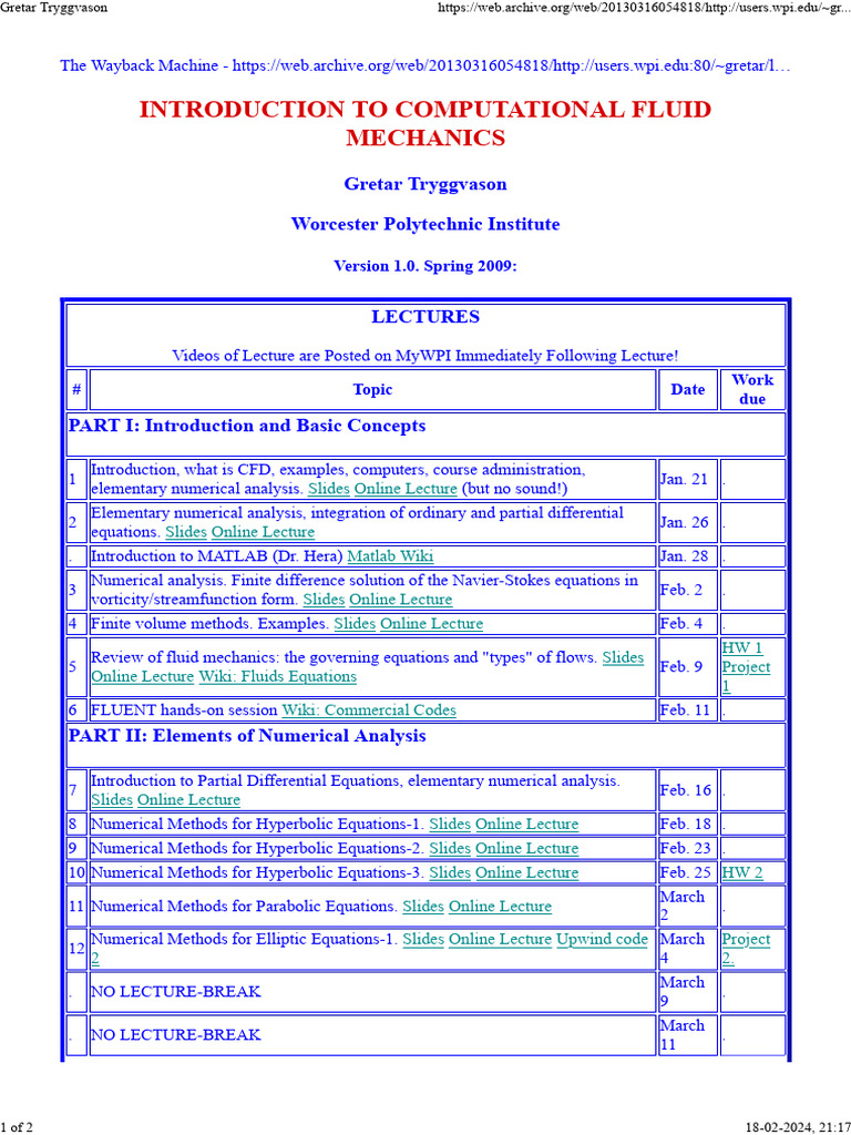 WPI-CFD Gretar Tryggvason | PDF | Numerical Analysis | Partial Differential Equation