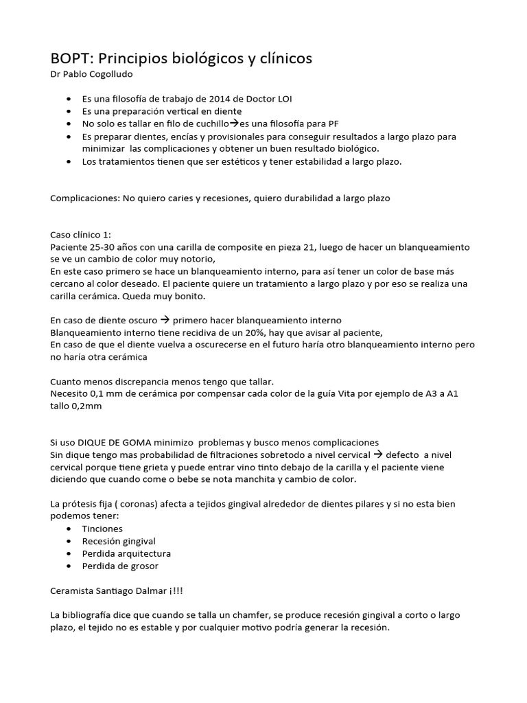 Clase Bopt | PDF | Dentadura postiza | Ramas de Odontología