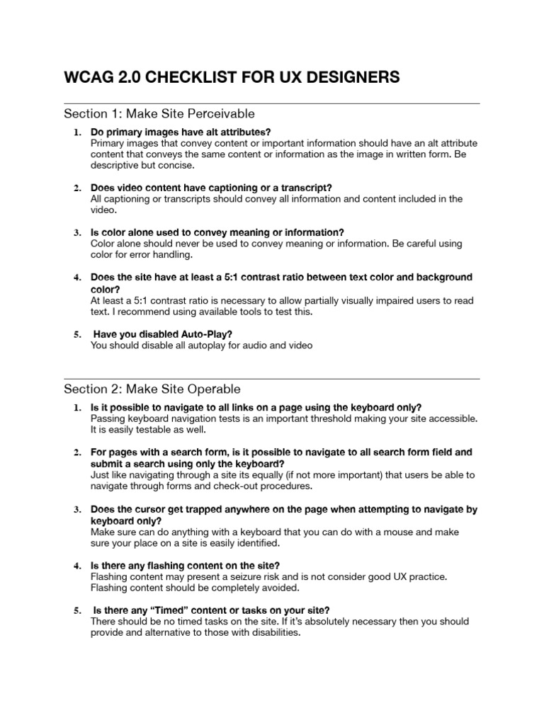 WCAG+Checklist | PDF | Computer Keyboard | Computing