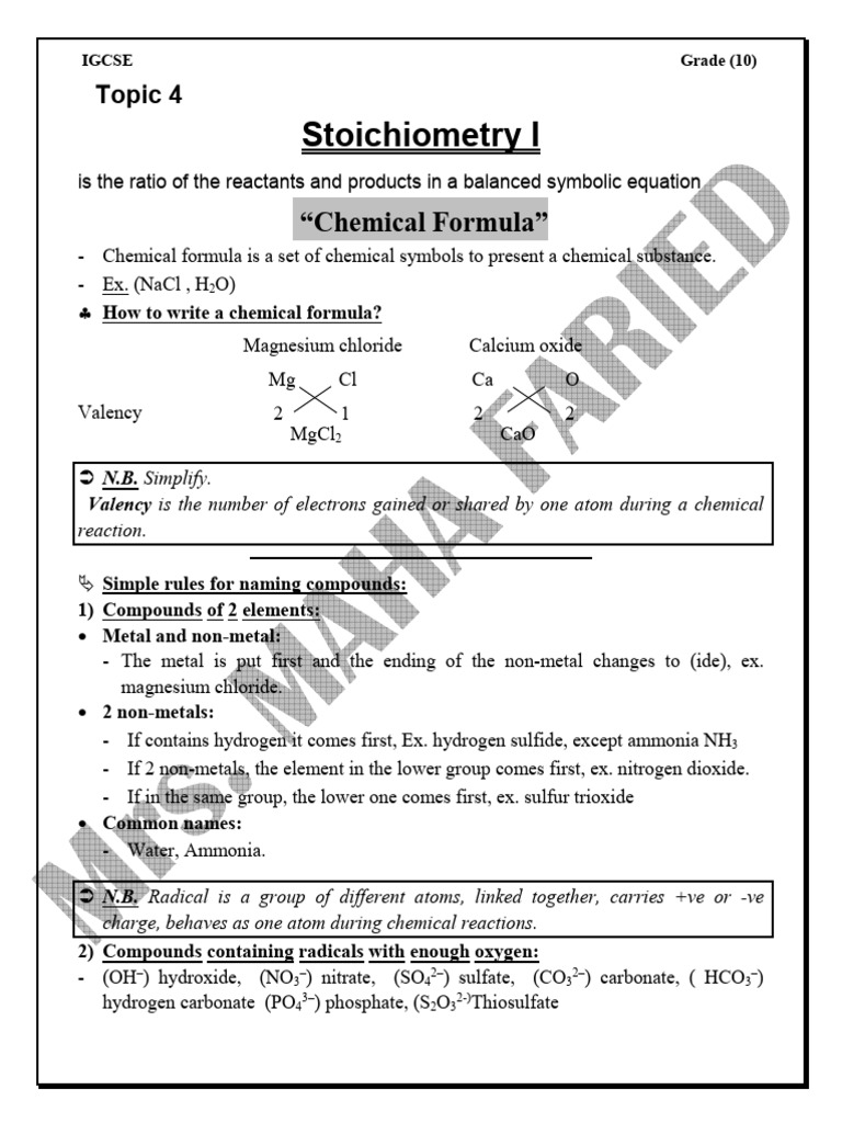Ch.4 Stoichiometry | PDF | Chlorine | Oxide