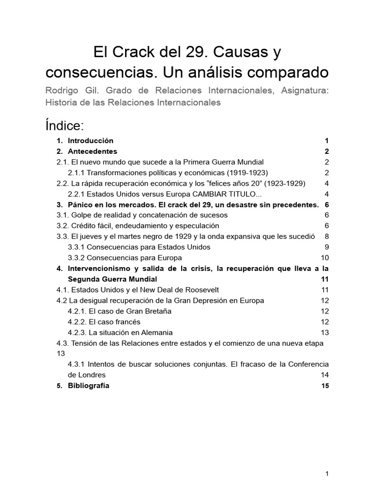 Práctica 2 - El Crack Del 29 | PDF | Gran depresion | Accidente de Wall ...