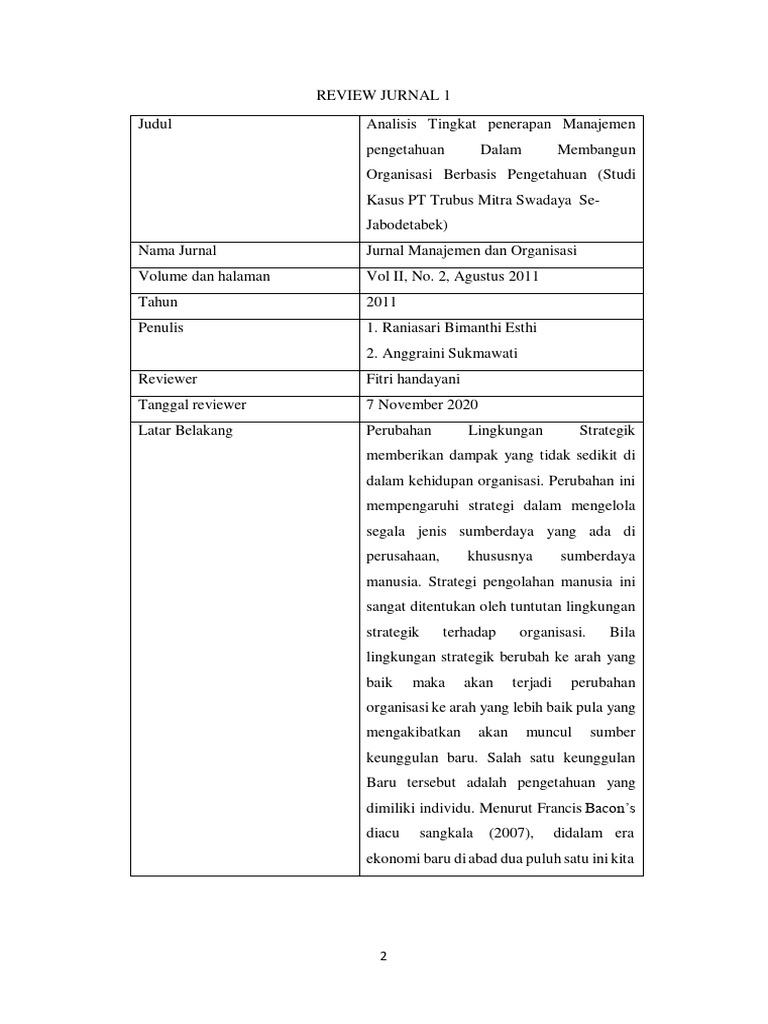 Contoh Review Jurnal Yang Baik | PDF