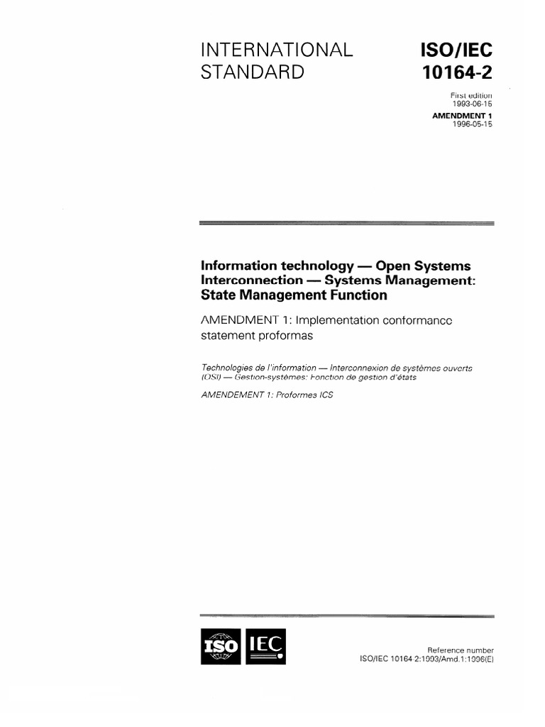 ISO IEC 10164-2-1993 Amd1-1996 | PDF | International Organization For ...