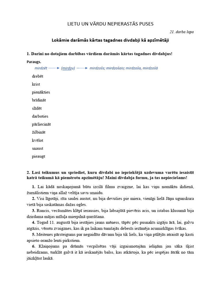 Darba Lapa. Latviesu Valoda 7 | PDF