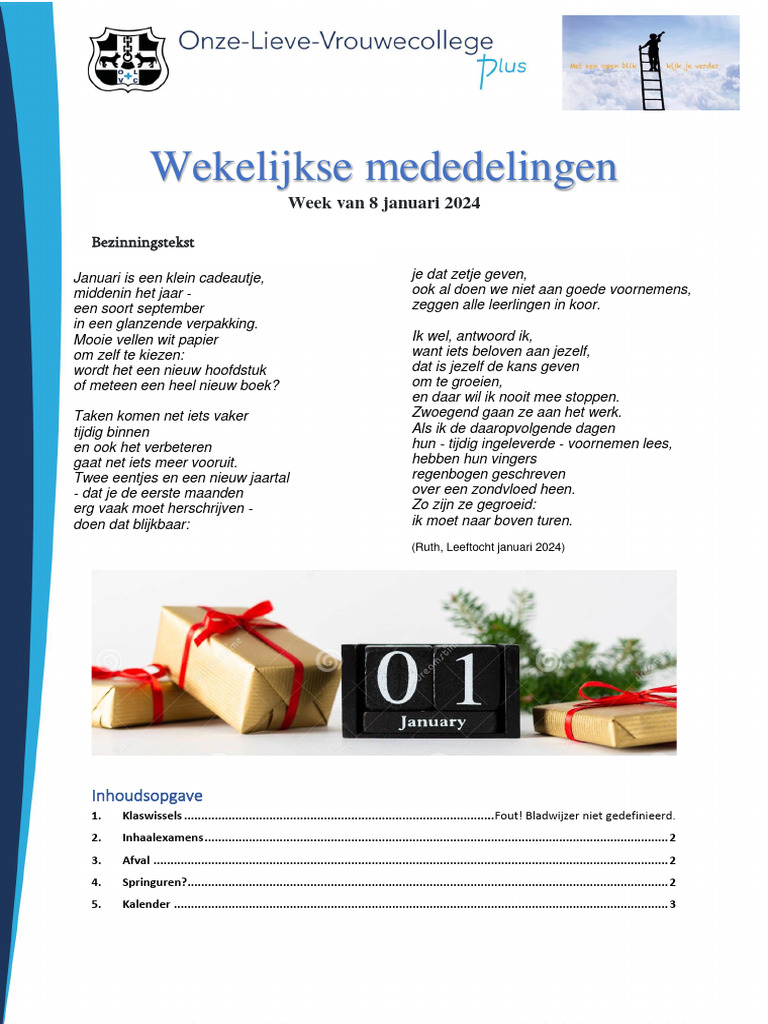 Wekelijkse Mededeling | PDF