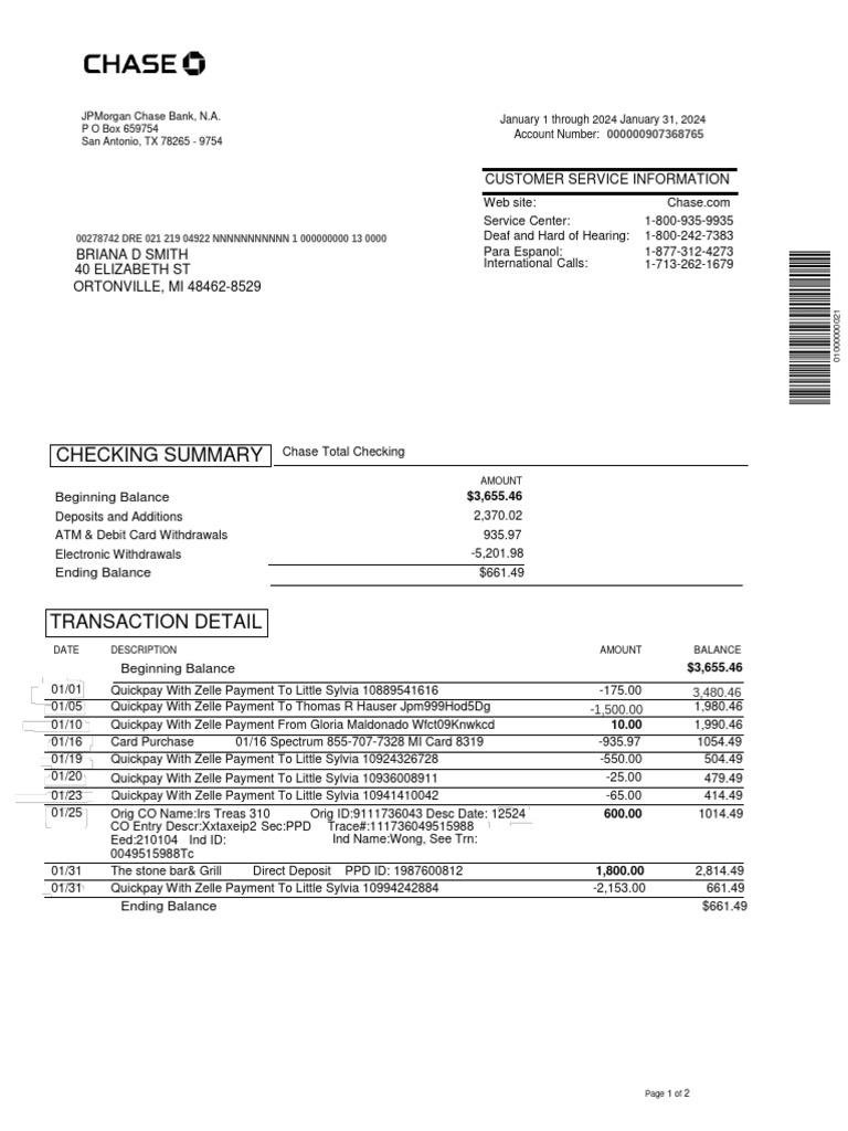 Briana Jan Statement | PDF | Deposit Account | Debit Card