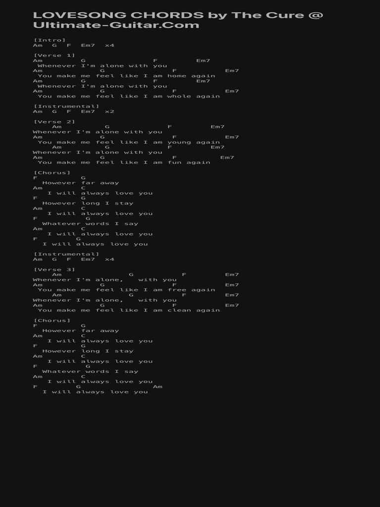 LOVESONG CHORDS by The Cure @ | PDF