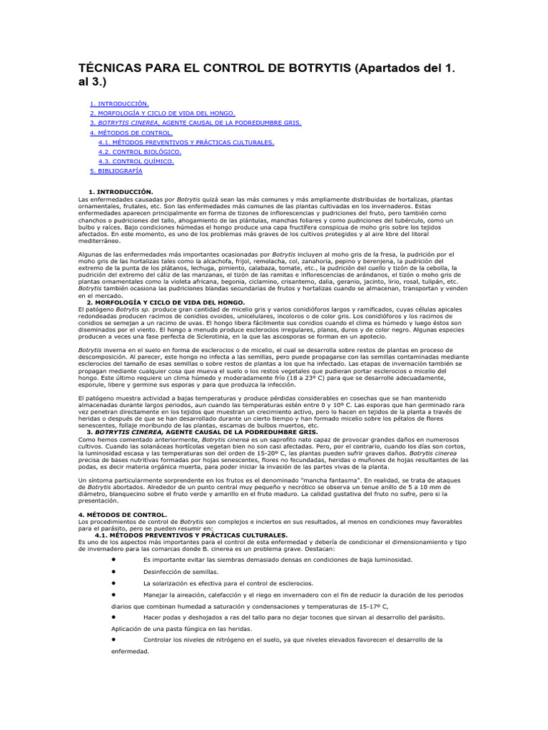Técnicas para El Control de Botrytis | PDF