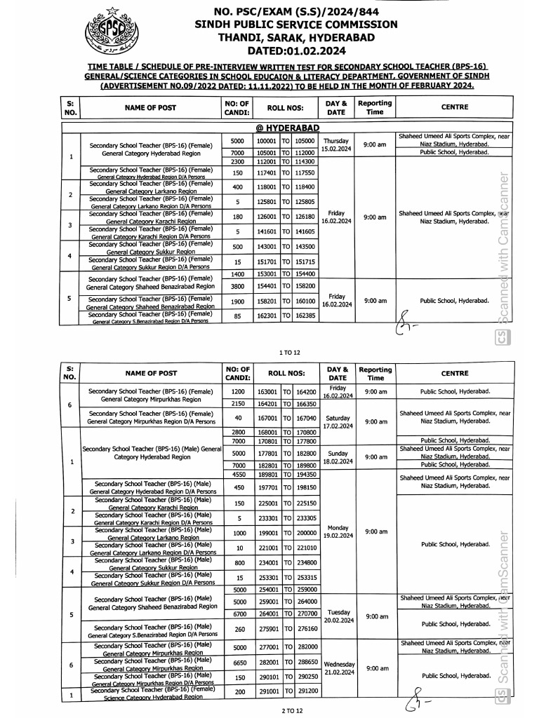 Upadated SST Schedule | PDF