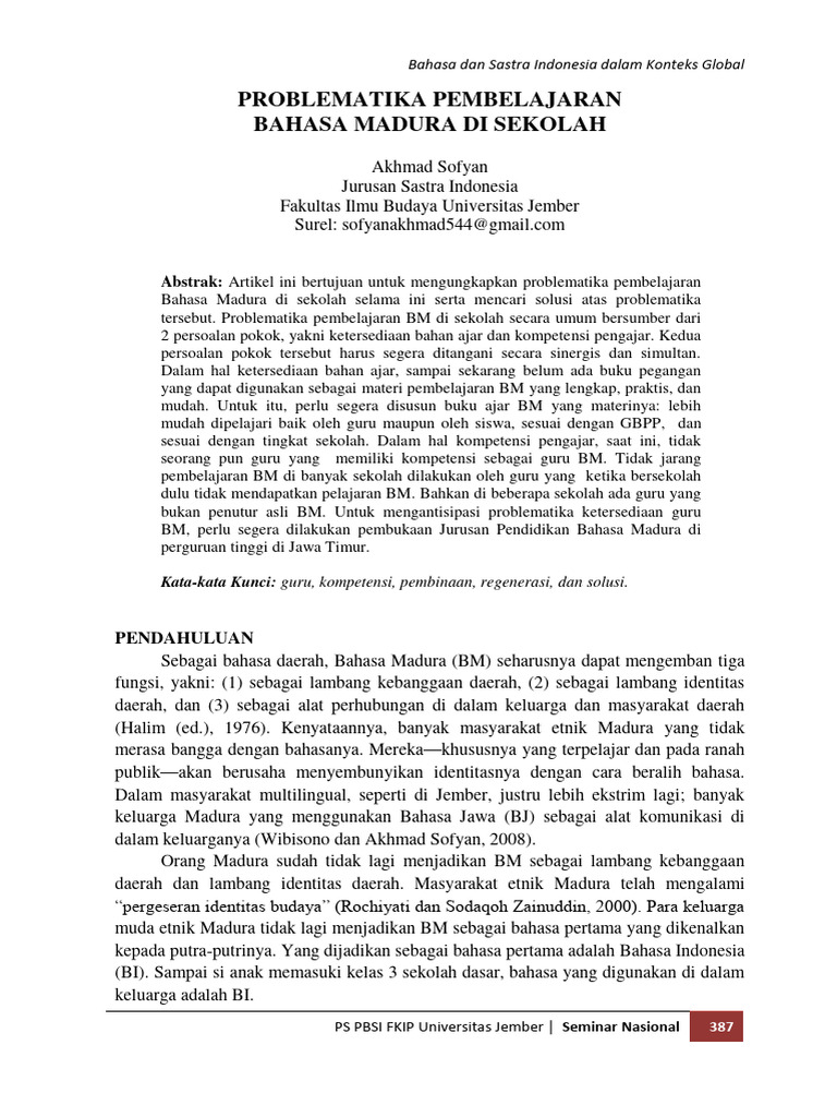 Contoh Problematika BM | PDF | Karier & Perkembangan | Kajian Bahasa Asing