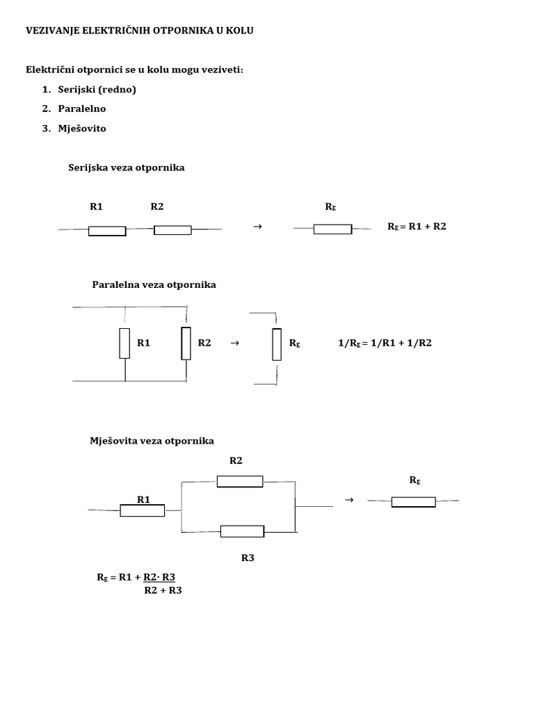Vezivanje Električnih Otpornika U Kolu | PDF