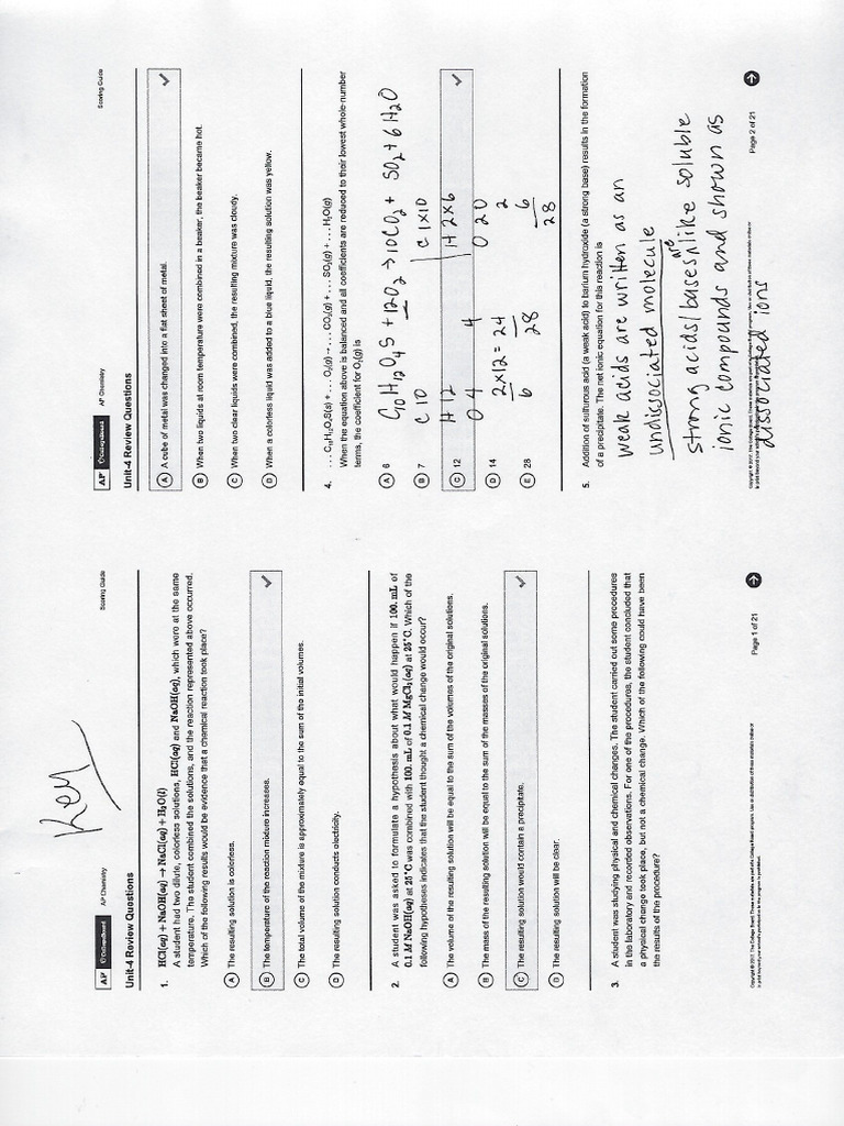 2019-2020 Unit-4 Review Problems Key | PDF