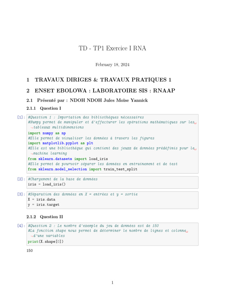 TD - Tp1 Exercice I Rna | PDF