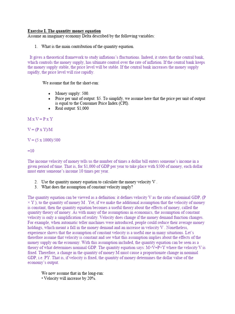 Macroeconomics Homework 2 | PDF | Quantity Theory Of Money | Money Supply