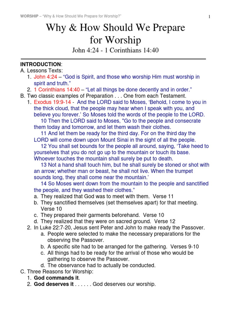 Why and How Should We Prepare For Worship | PDF | Worship | God