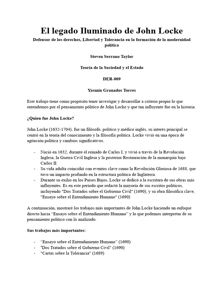 El legado Iluminado de John Locke | PDF | John Locke | Experiencia