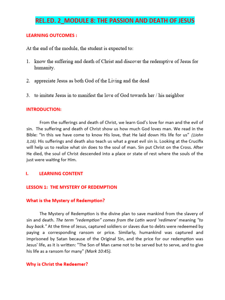 Passion and Death of Jesus Christ | PDF | Jesus | Crucifixion Of Jesus
