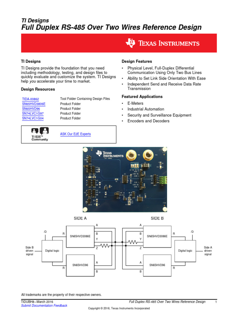 Full Duplex RS-485 Over Two Wires Reference Design | PDF | Computing ...