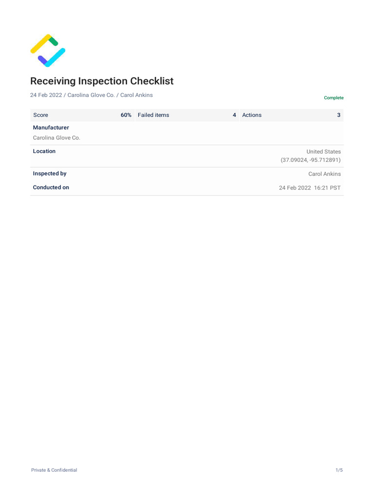 Receiving Inspection Checklist | Download Free PDF | Business Process