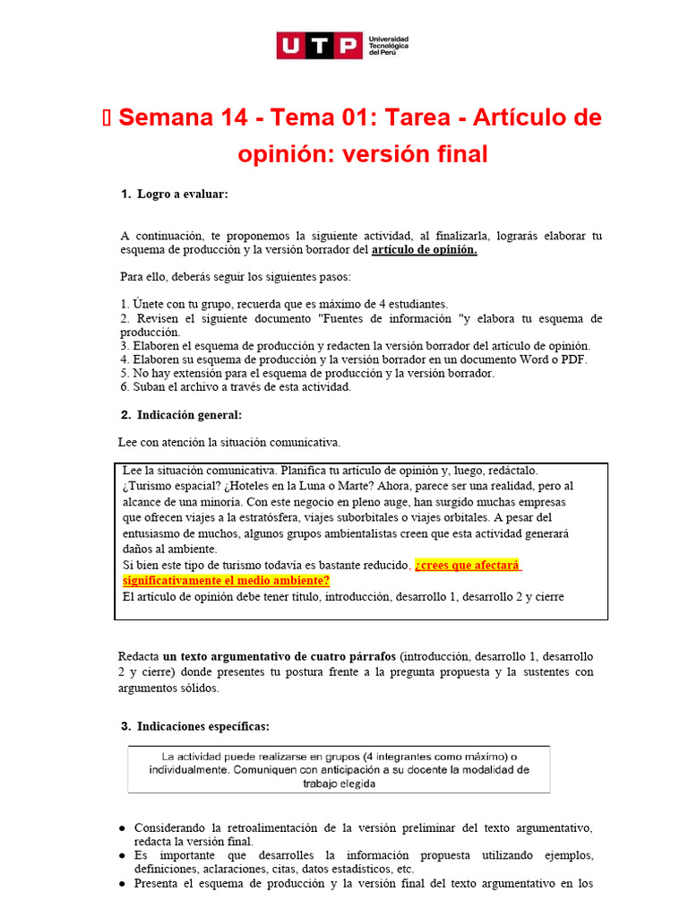 ? Semana 14 - Tema 01 Tarea - Artículo de opinión versión final (terminado_) | PDF | Gases de ...
