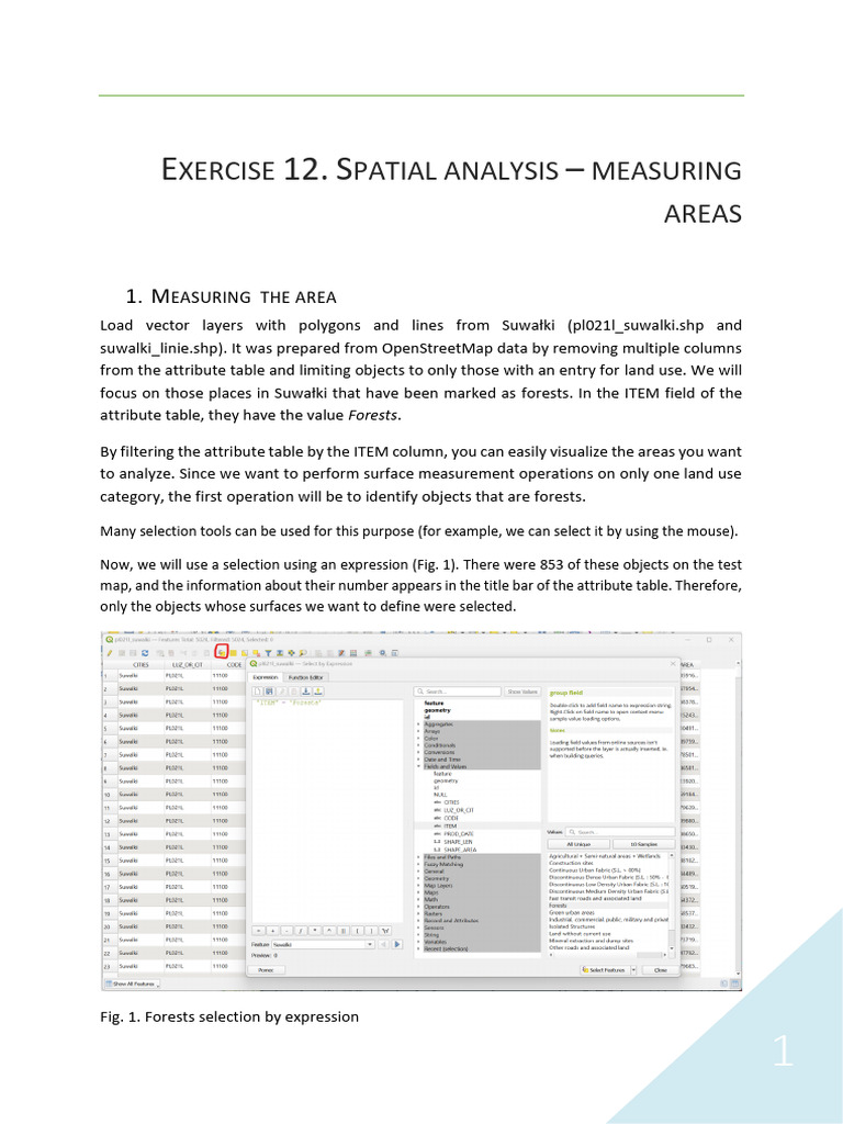 Exercise 12 Measuring Area in QGIS | PDF | Area | Statistics