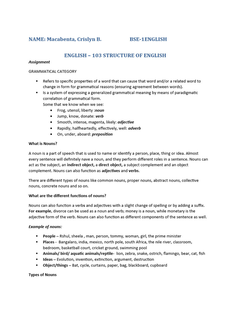 Eng-103 Assignment | PDF | Grammatical Gender | Grammatical Number