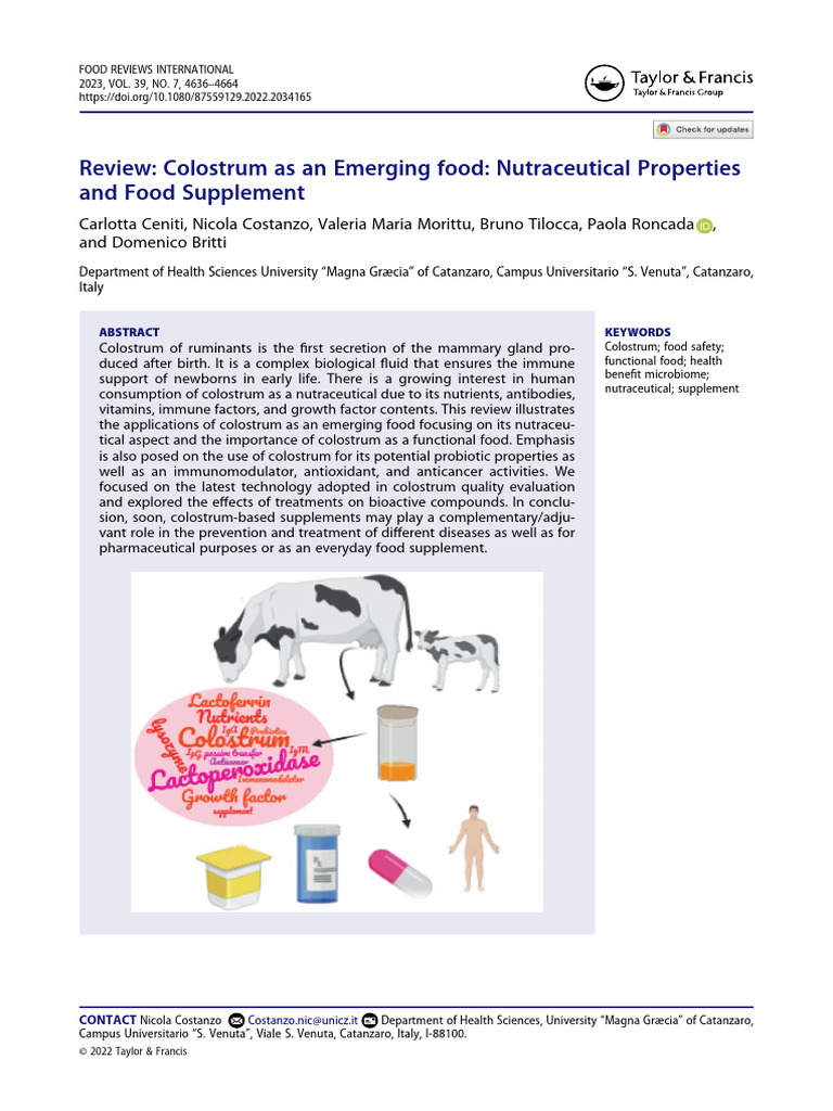 Colostrum: Nutraceutical Food Benefits | PDF | Antibody | Immunoglobulin G