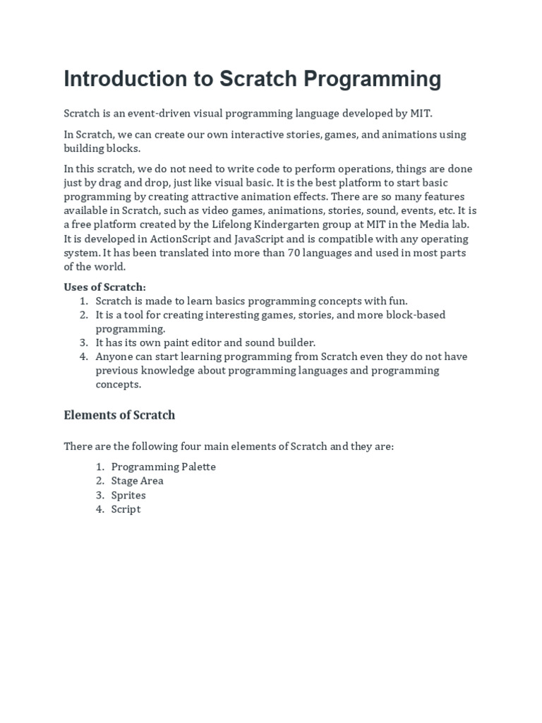Introduction To Scratch Programming | PDF | Scratch (Programming ... Introduction To Scratch Programming | PDF | Scratch (Programming ...