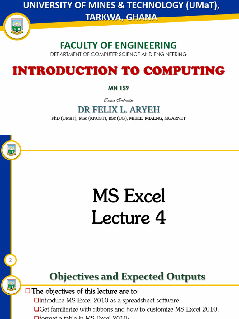 Lecture 04 | PDF | Microsoft Excel | Spreadsheet
