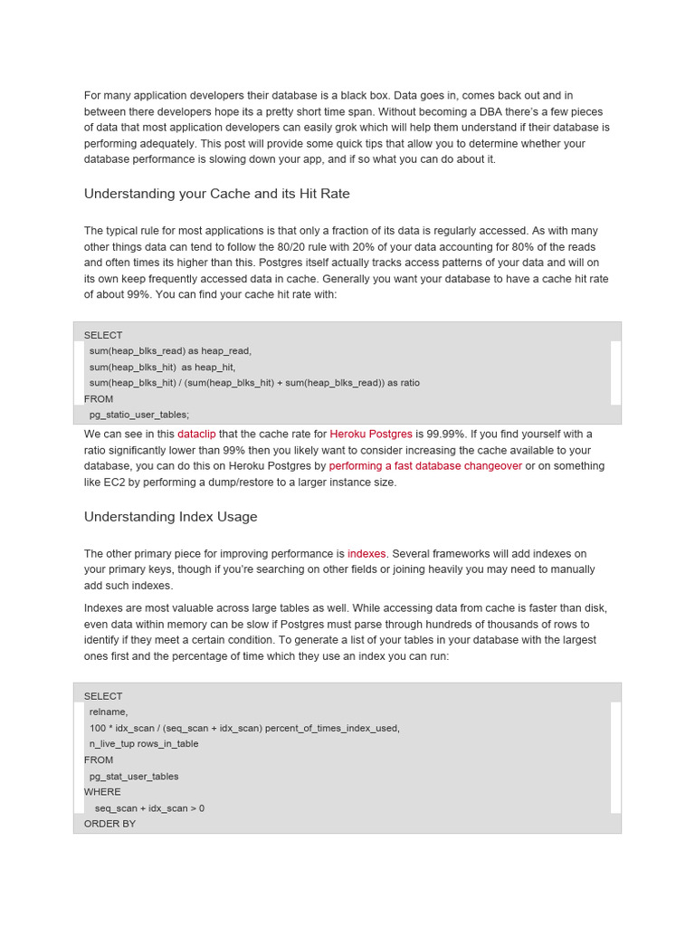 Cache Hit Ratio | PDF | Database Index | Databases