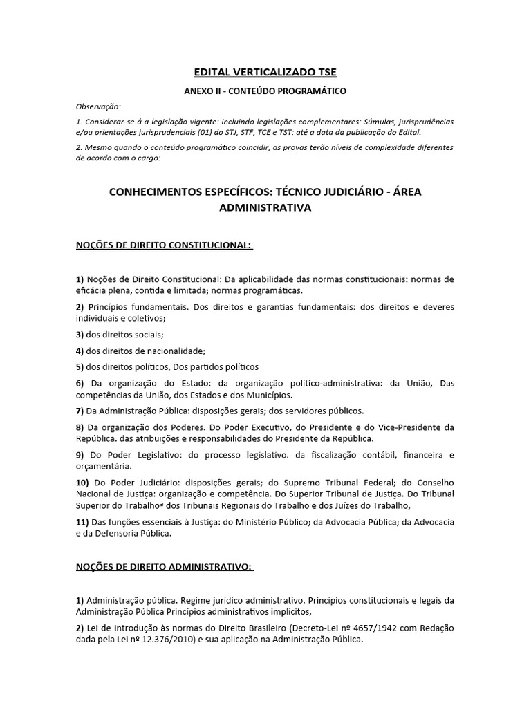EDITAL VERTICALIZADO TSE - EM Elaboração | PDF | Administração pública ... EDITAL VERTICALIZADO TSE - EM Elaboração | PDF | Administração pública ...