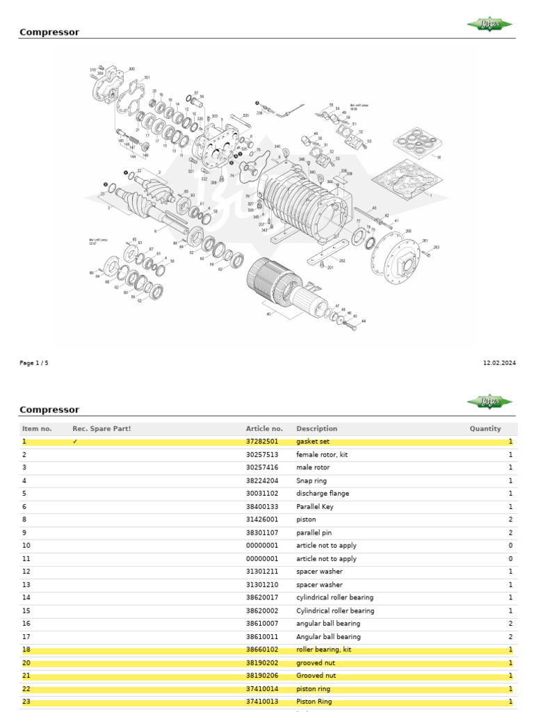 Bitzer Compressor HSK7461 Parts - 20240212 - 170144 | PDF | Screw ...