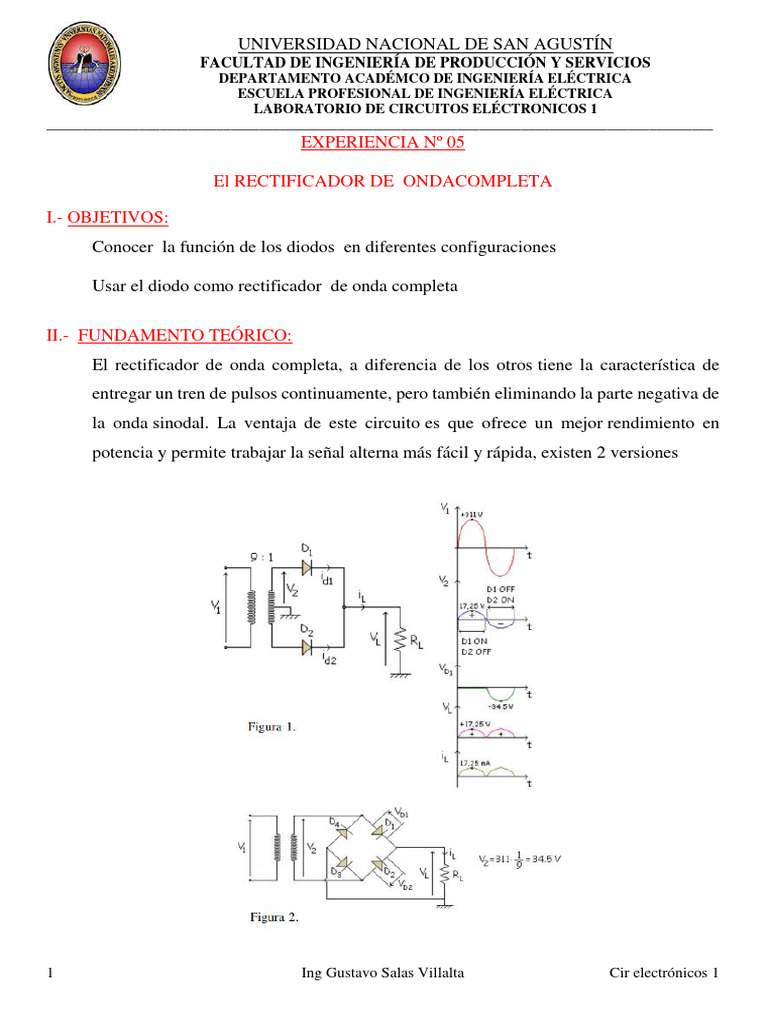 LAB 05 CITRO1 Rectificador de Onda Completa | PDF | Rectificador | voltaje