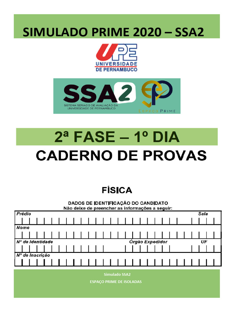 Ssa2 - FÃ - SICA - PRONTO Simulado | PDF | Calor | Temperatura