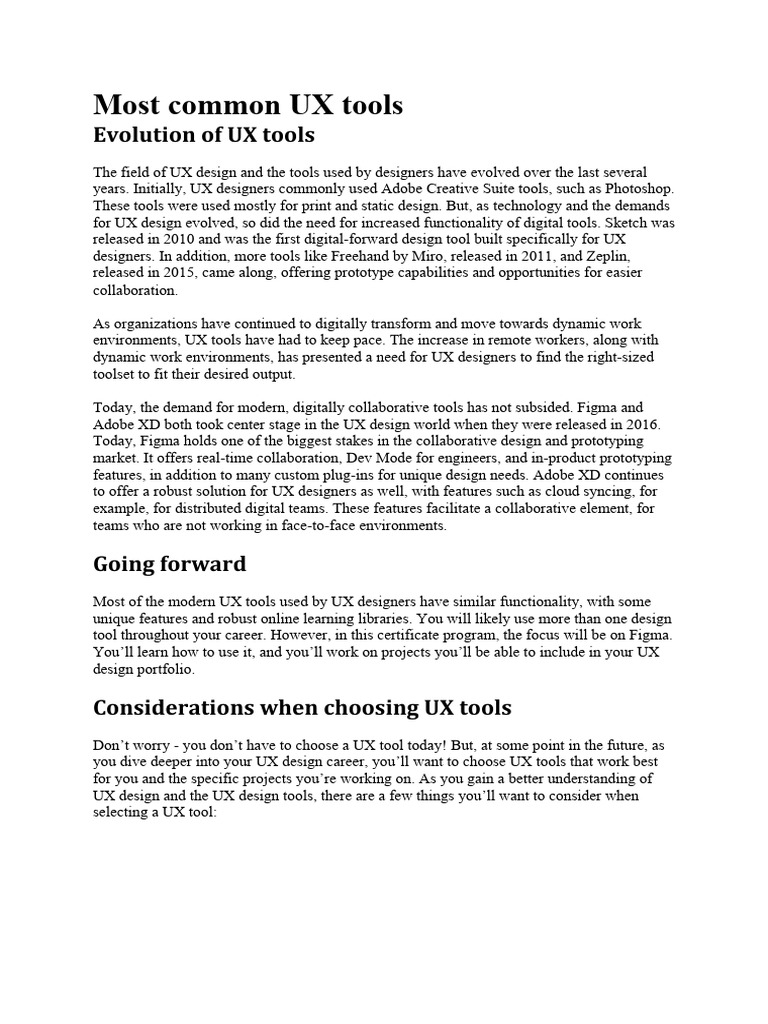 Most Common UX Design Tools | PDF | User Experience | Computing