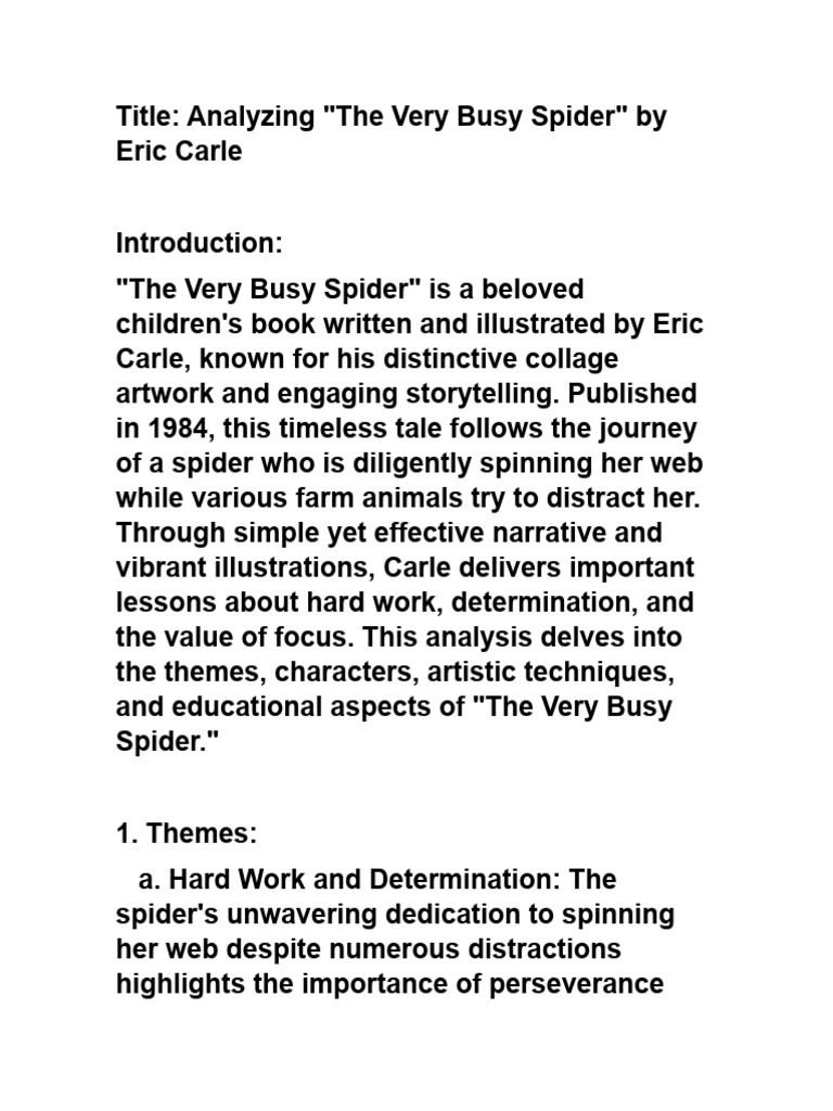 Analyzing "The Very Busy Spider" | PDF | Collage | Patience