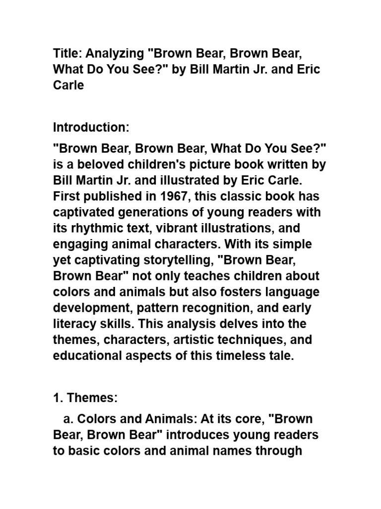 Brown Bear Analysis | PDF | Storytelling | Literacy
