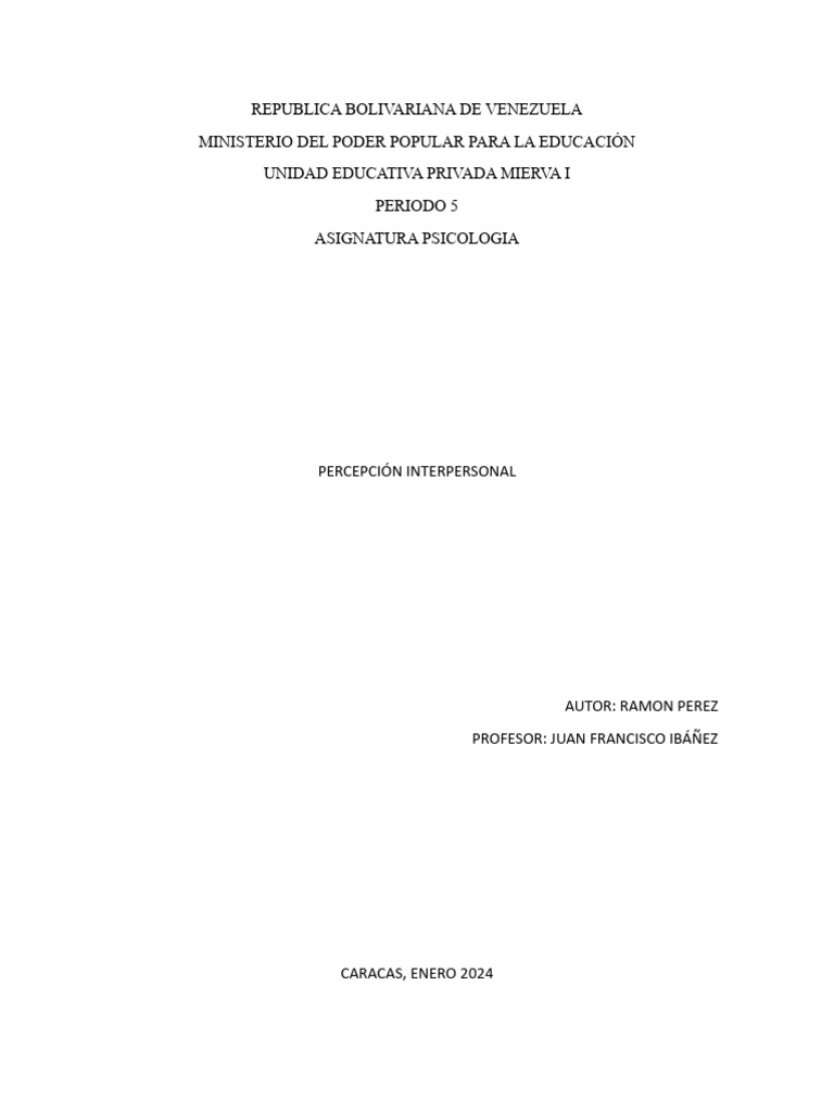 Percepcion Interpersonal | Descargar gratis PDF | Percepción | Sicología