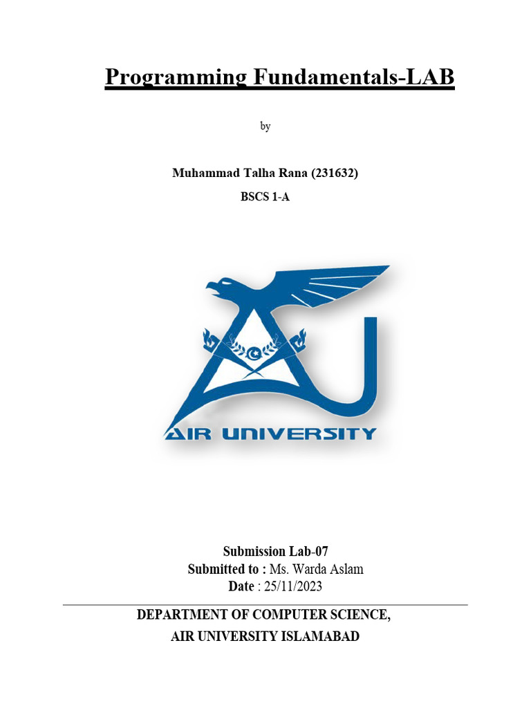 231632 Muhammad Talha Rana Lab7 | PDF | Namespace | Object Oriented Programming