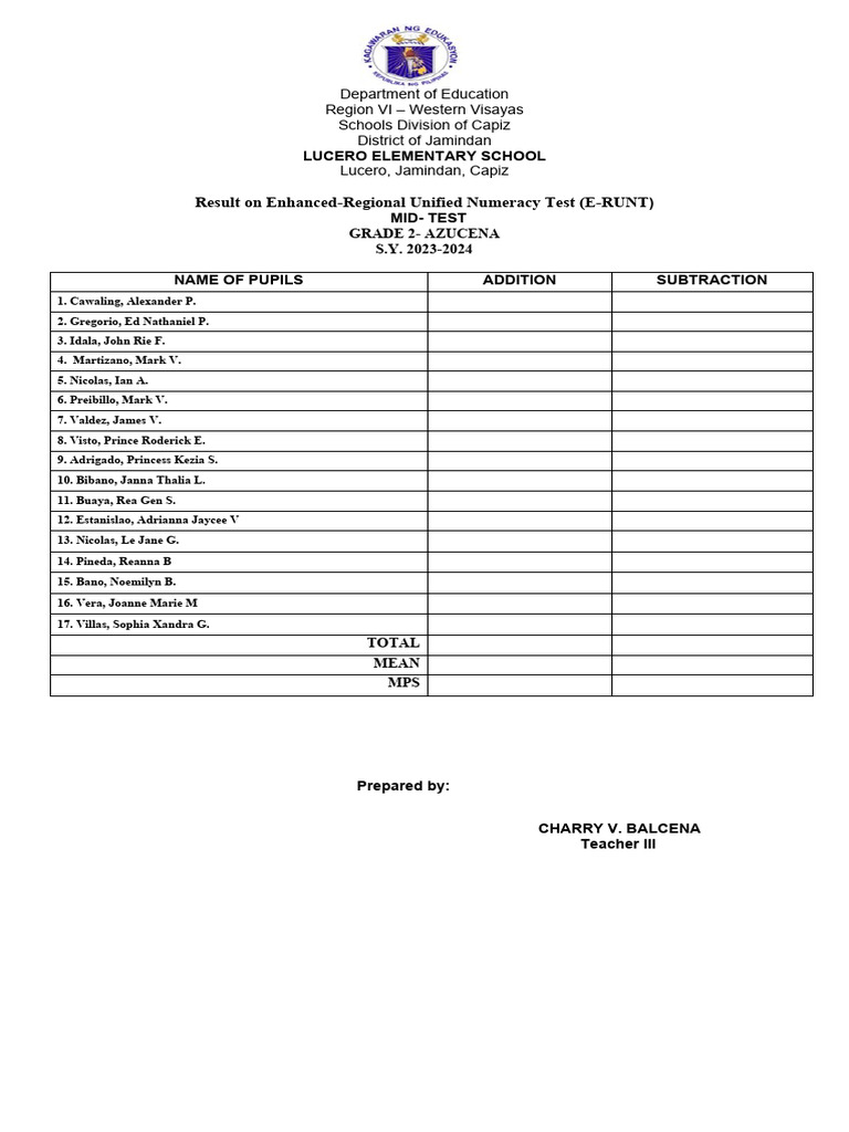 E-Runt Result | PDF | Reading (Process) | Learning