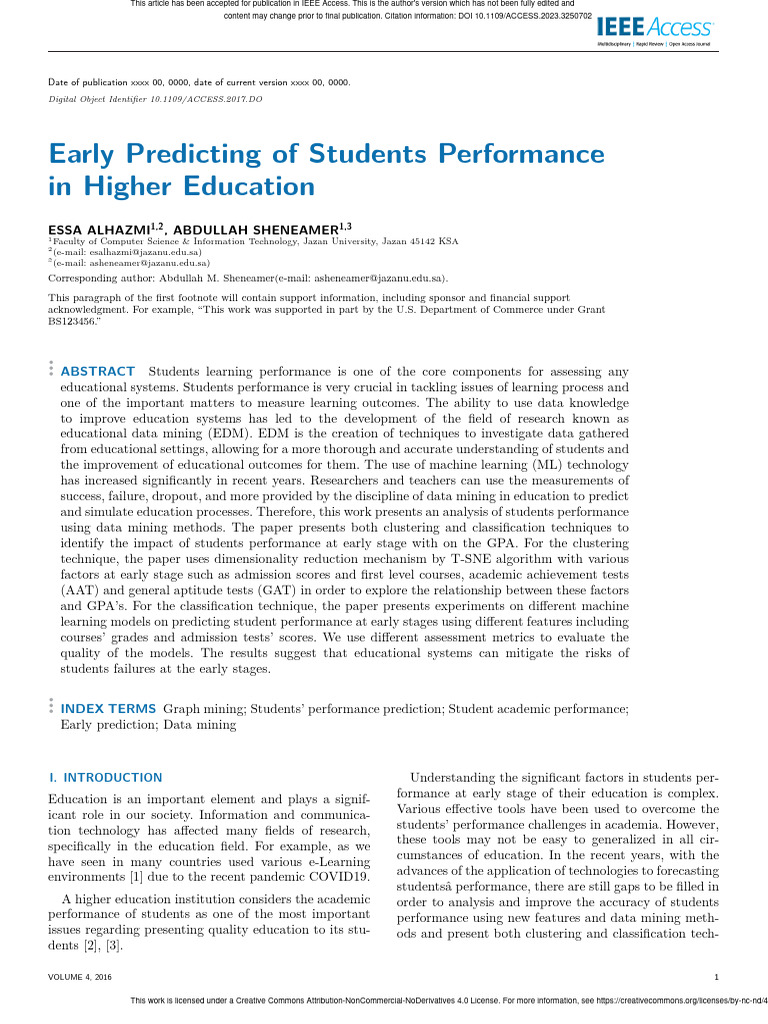 Early Predicting of Students Performance in Higher | PDF | Machine Learning | University And ...