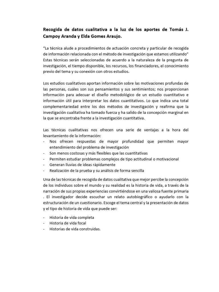 Tecnicas Cualitativas de Levantamiento de Informacion | PDF