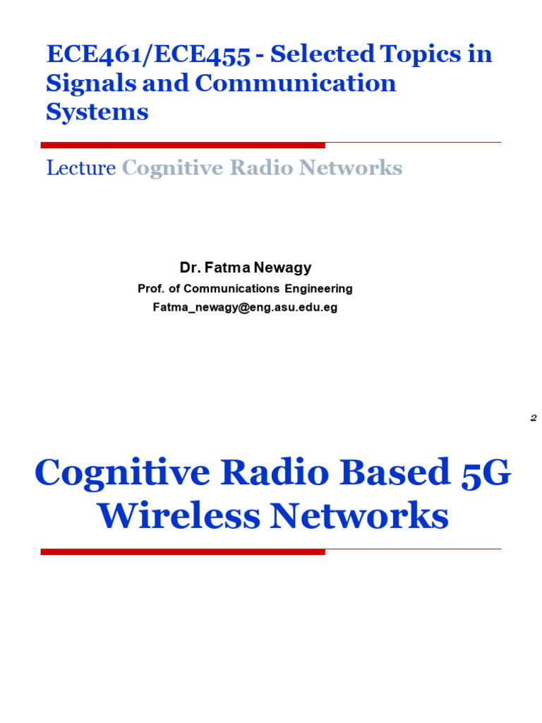 Lecture 9 - Cognitive Radio Networks | PDF | Cognitive Radio | Radio Spectrum