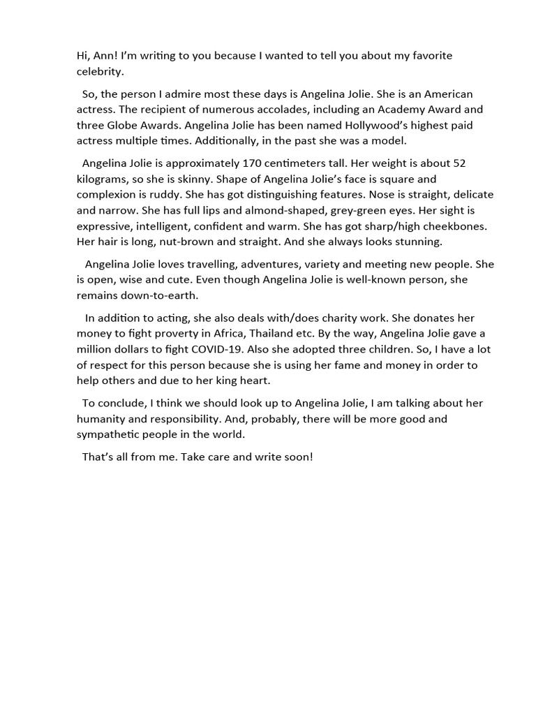 My Favourite Celebrity | PDF | Self-Improvement | Lifestyle