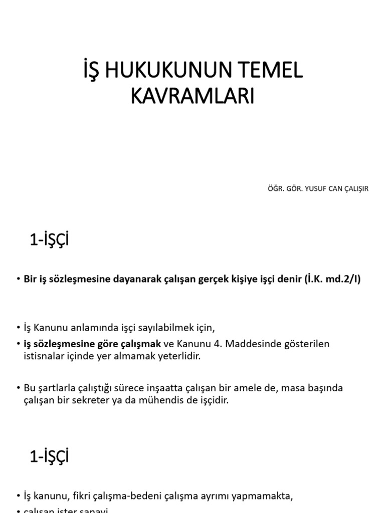 2 Hafta-Ppt-İş Hukukunun Temel Kavramlari | PDF